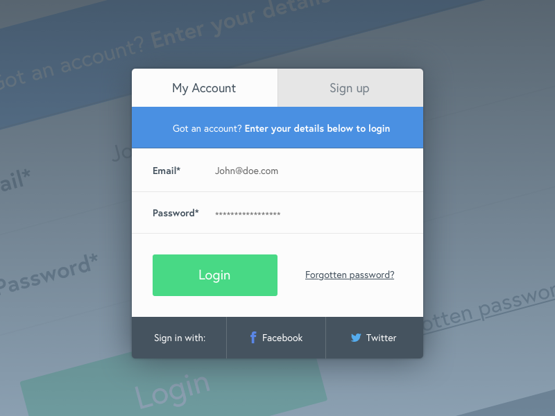 Interface 003 — Login Card by Dan Sly on Dribbble