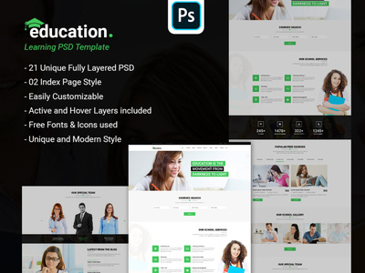 Education - Learning Bootstrap PSD Template by Webstrot on Dribbble