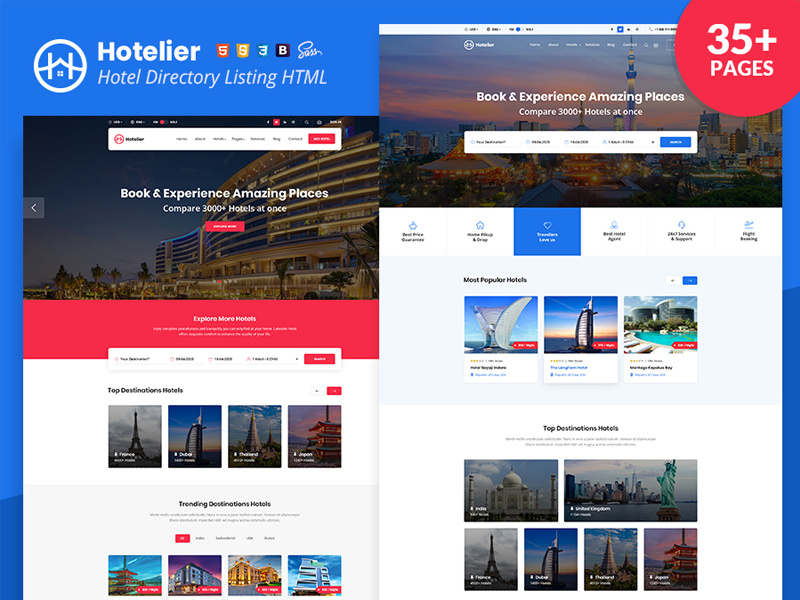 Hotelier directory listing HTML template by Webstrot on Dribbble