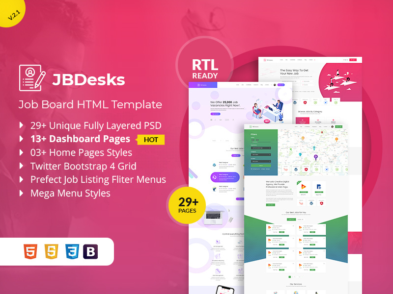 JBDesks - Job Board and Dashboard HTML5 Template by Webstrot on Dribbble