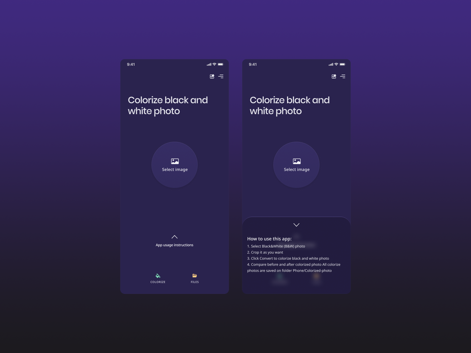 Black and white to colorize app UI design by fahad shakoor on Dribbble
