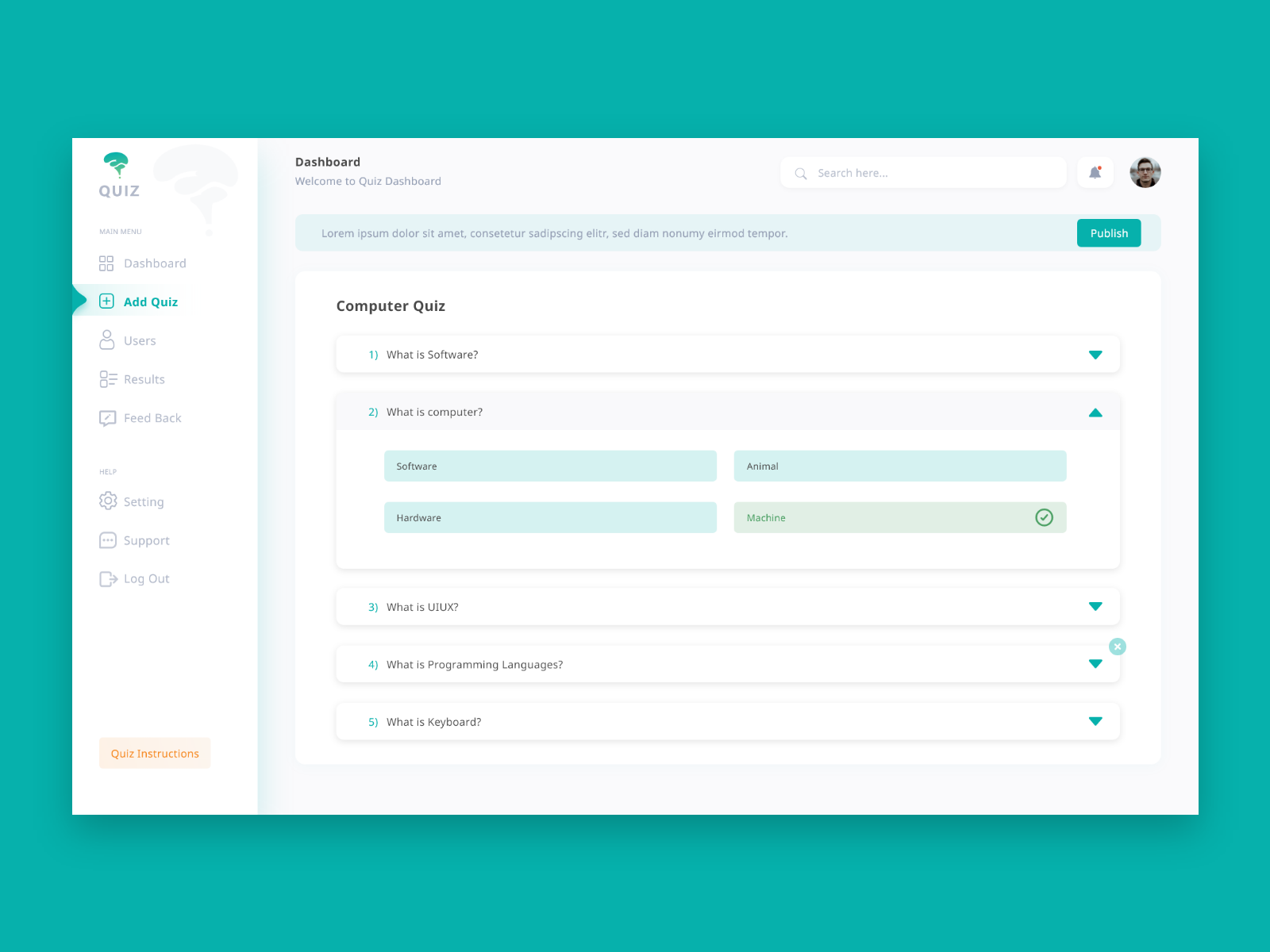 Online Quiz Landing page and Dashboard by Badar on Dribbble