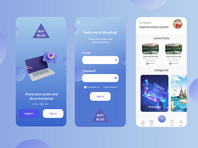 Blog mobile app UI/UX design by Eren Berkay Dinç on Dribbble