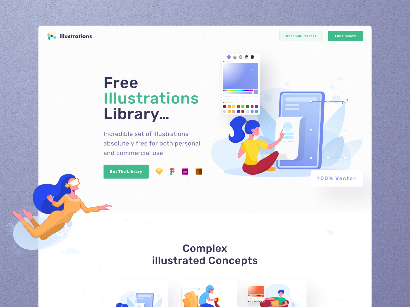 Free Illustration Library - Landing Page Design by Arpon Das on Dribbble
