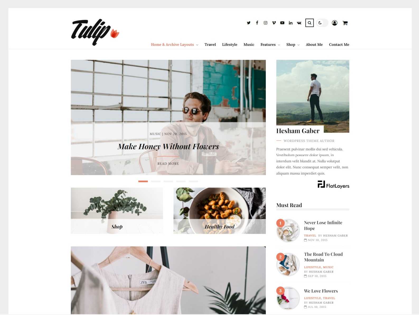Tulip - Responsive WordPress Blog Theme by FlatLayers on Dribbble
