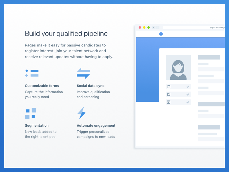 Beamery Pages site feature by Meaghan Li for Beamery on Dribbble