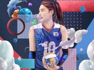 스포츠 아티스트 - KAZE PARK - Kim Yeon-Koung(김연경) by KAZE PARK on Dribbble