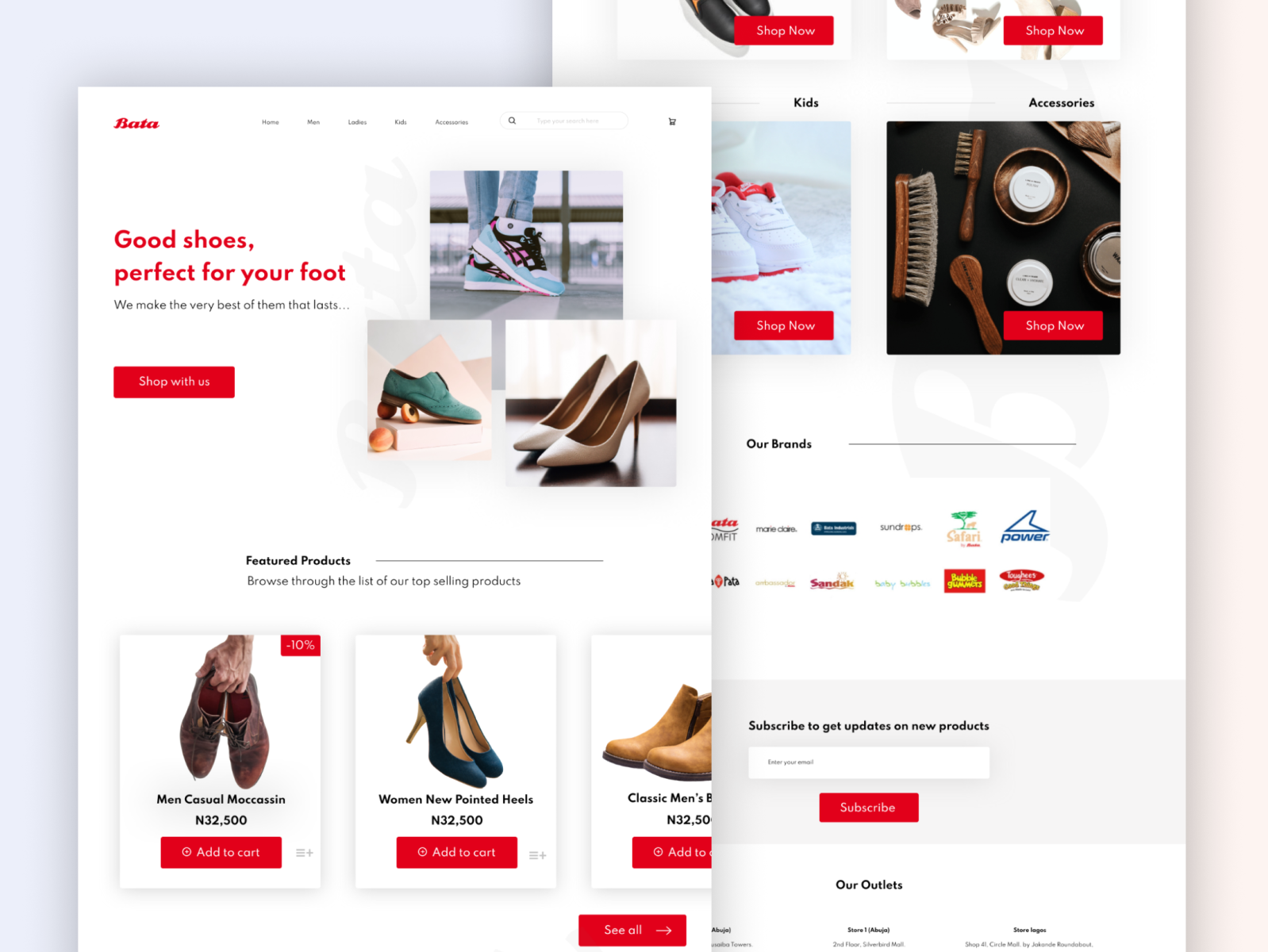 Bata E-commerce Landing Page by Ibrahim Olukokun on Dribbble