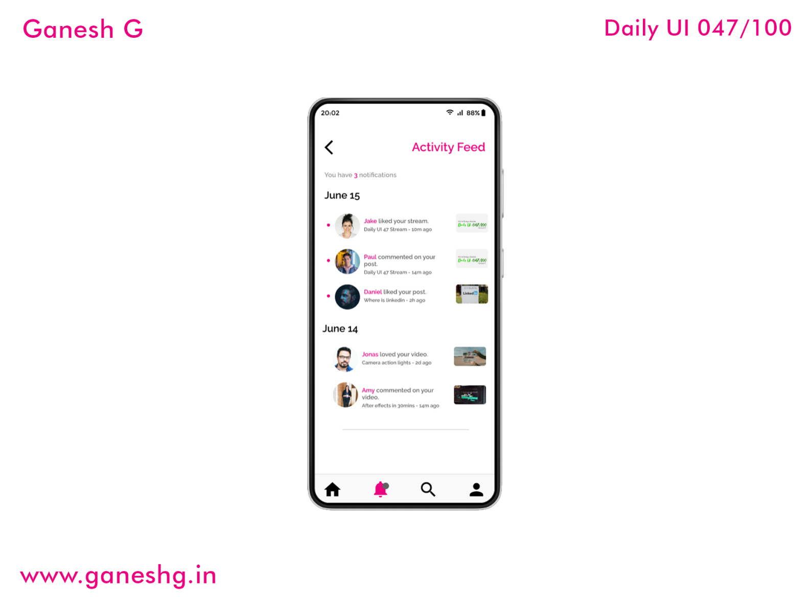 Activity Feed UI by Ganesh G on Dribbble