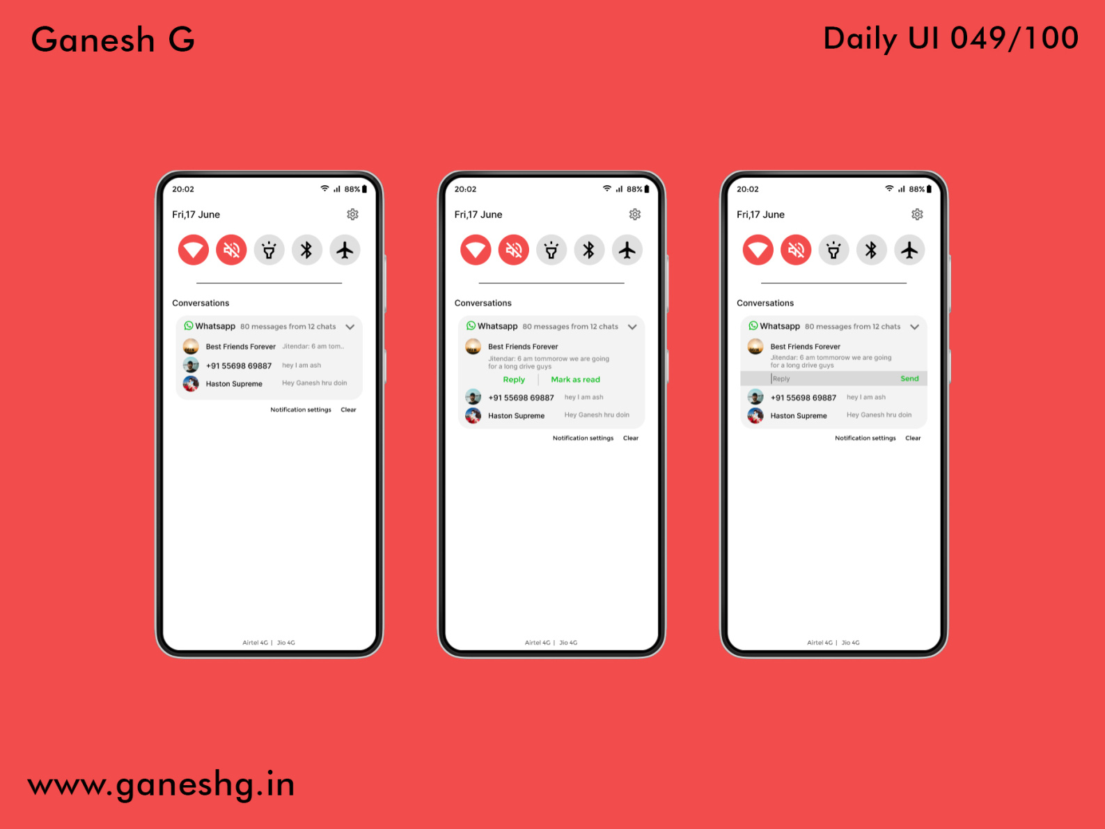 Notifications Whatsapp by Ganesh G on Dribbble