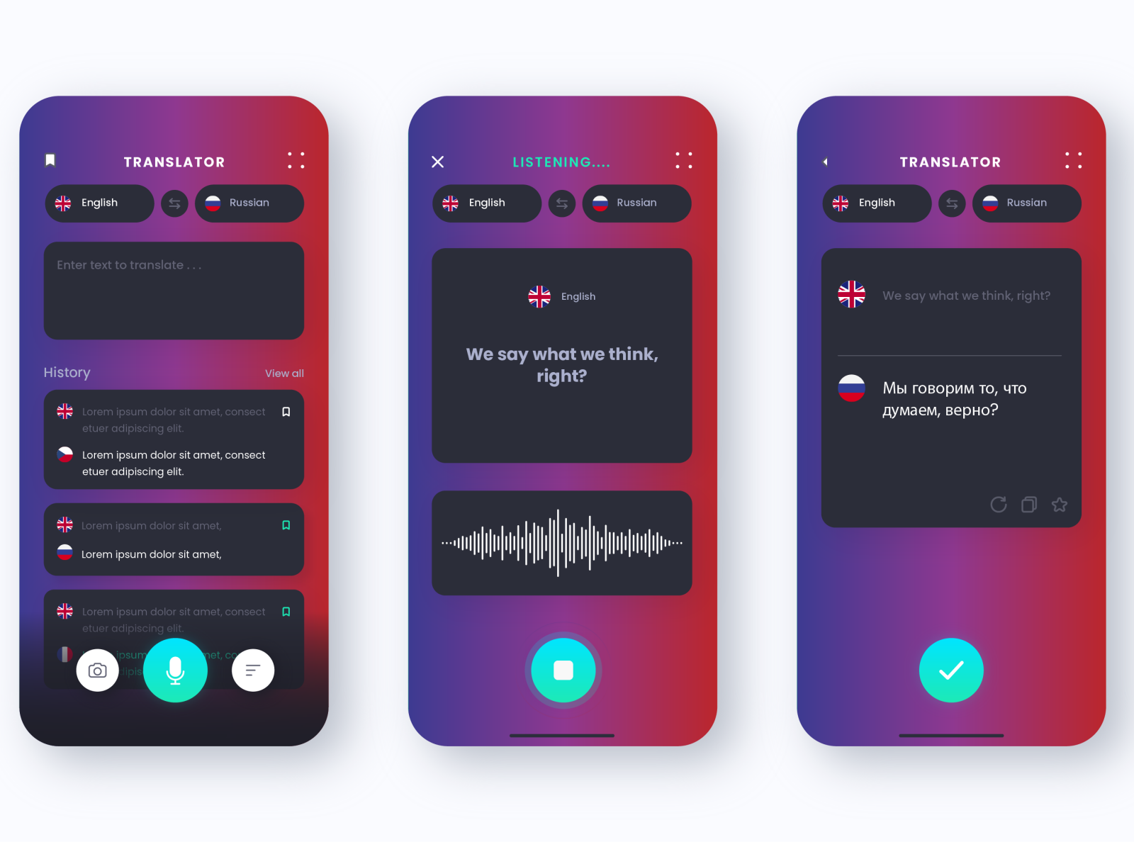 Voice Translator App UI by Navaneetha Krishnan Ramachandran on Dribbble