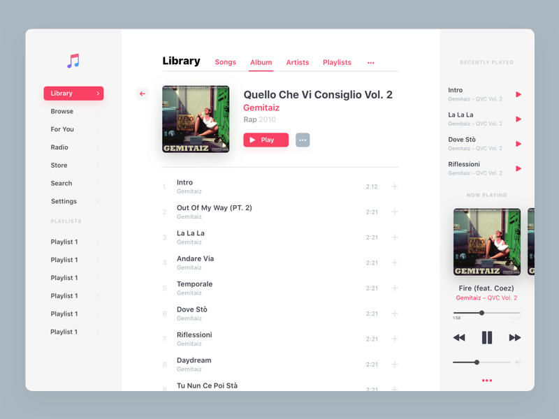 iTunes Redesigned by Alessandro Chiarlitti on Dribbble