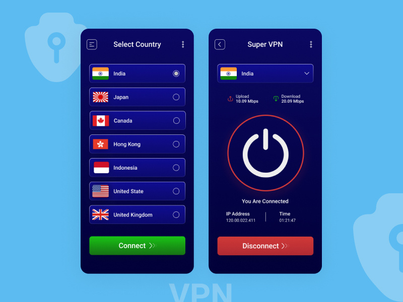 VPN App UI by Ravi Jagani on Dribbble