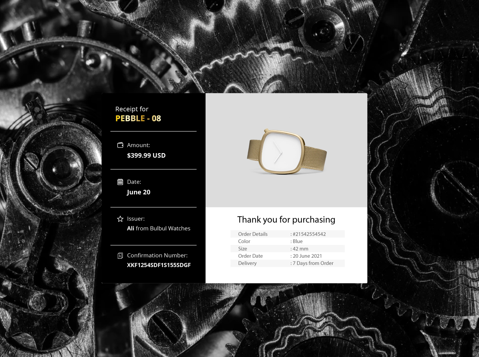 E-mail Receipt Ui design for Bulbul Watches by Ui Somraat on Dribbble