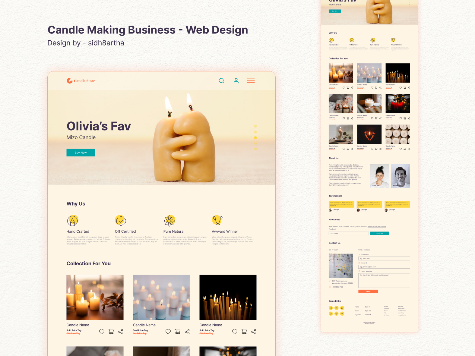 Small Business (Candle Making) Web Design by Siddharth B on Dribbble