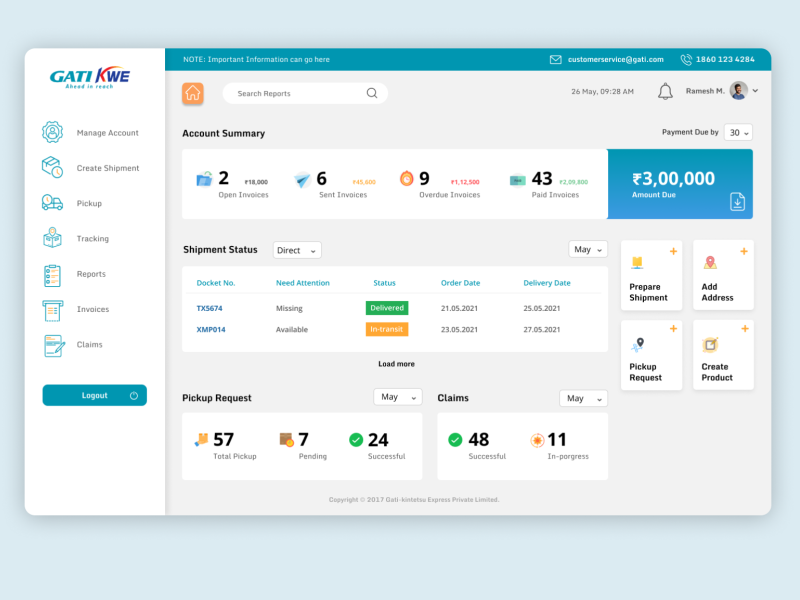Retail Customer Portal - Shipment Tracking Dashboard by Krishnendu ...