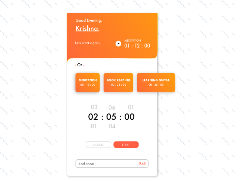Timer App by Sarath Damaraju on Dribbble