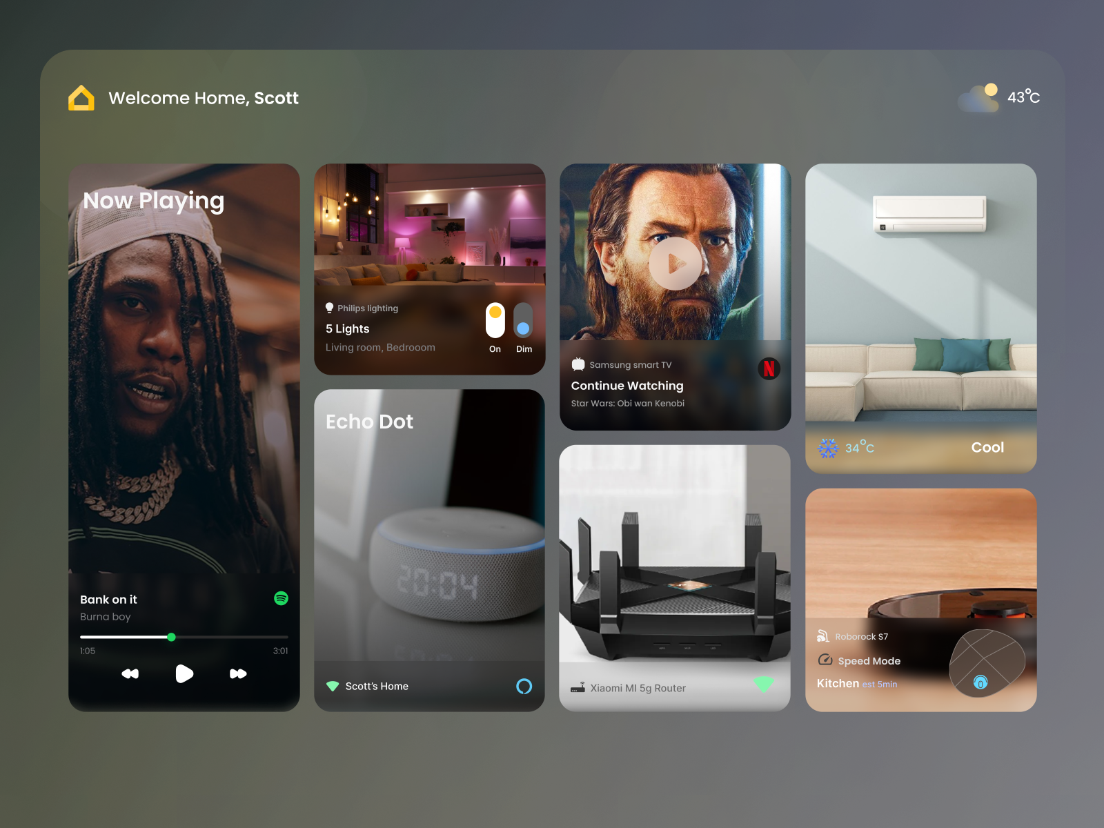 Smart Home Launcher UI by Fortune Imarhiagbe on Dribbble