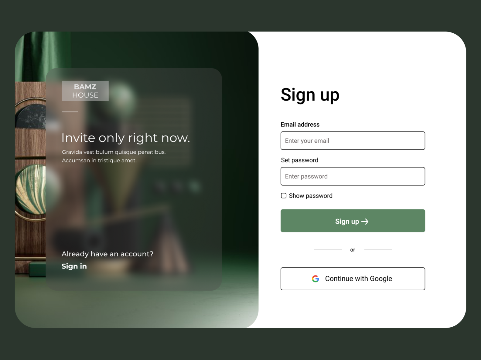 Sign up page design by Ayobami Owoade on Dribbble