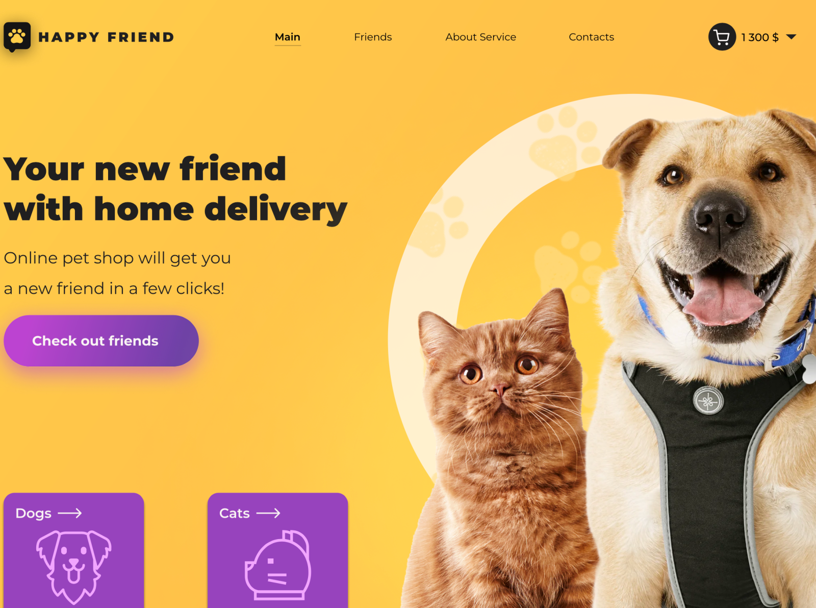 Online Pet Shop (Landing Page) by Sasha Zolotarevych on Dribbble