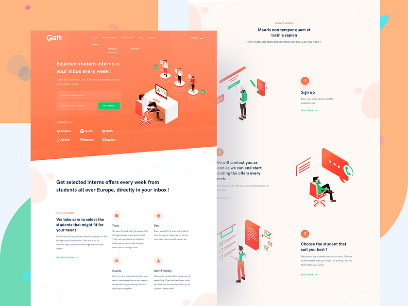 Getti Startup Landing Page by Piko Rizky Dwinanto for One Week Wonders ...