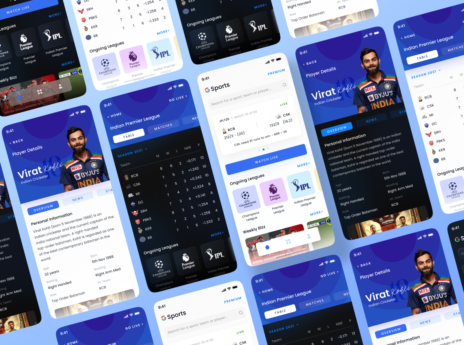 Google Sports App Design Concept (Light Mode + Dark Mode) by Tanmay ...