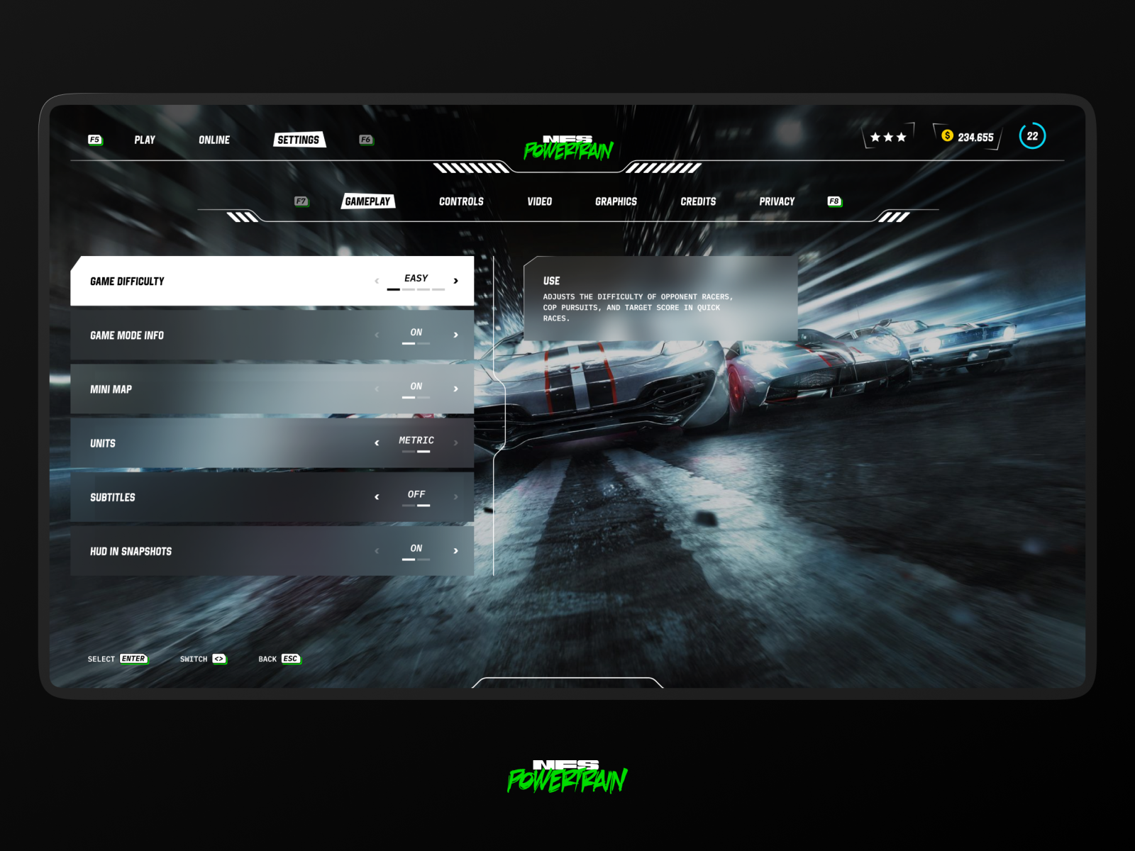 NFS Powertrain - Game UI Concept by Tanmay Wadhankar on Dribbble