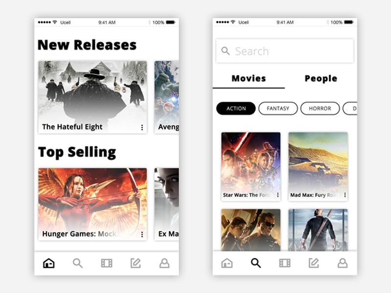 Moviee! app - UI by Luigi Benvenuti on Dribbble