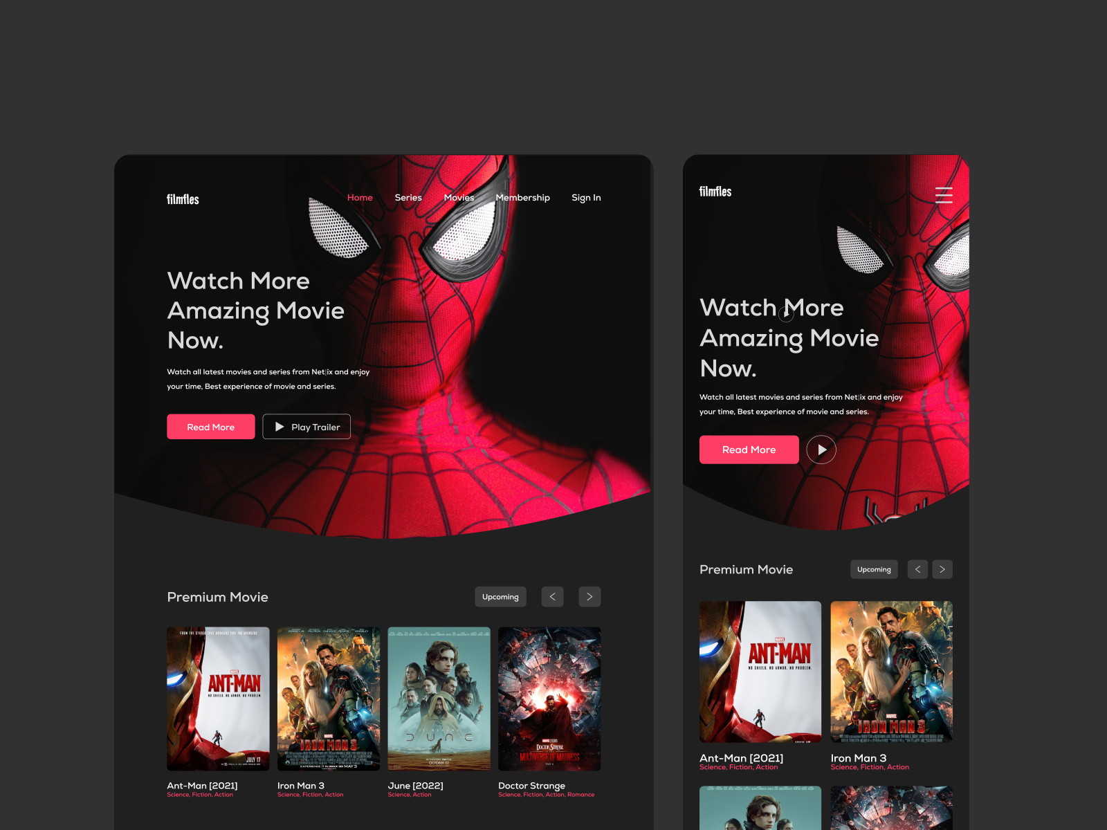 Movie Site Landing Page by Dada Oladimeji on Dribbble