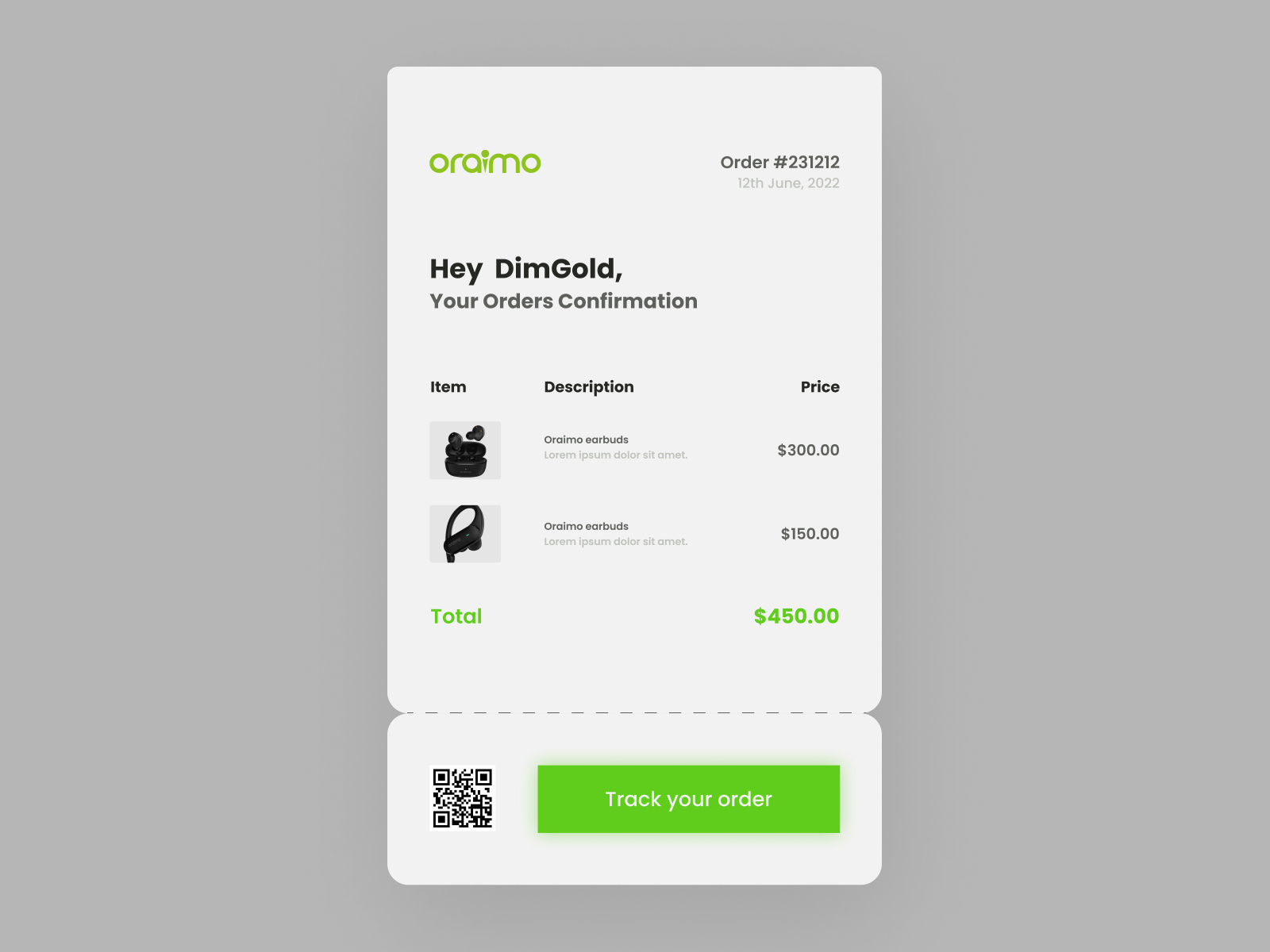 e-mail receipt by Dada Oladimeji on Dribbble