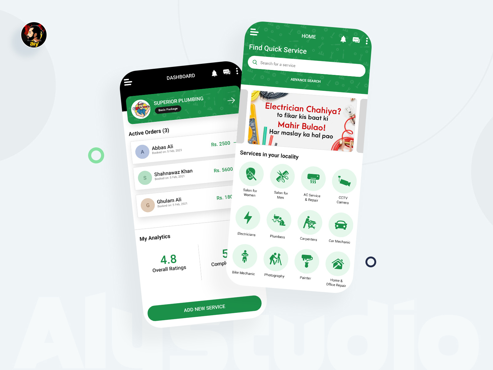 Find Quick Service | App UI by Aly Khan on Dribbble