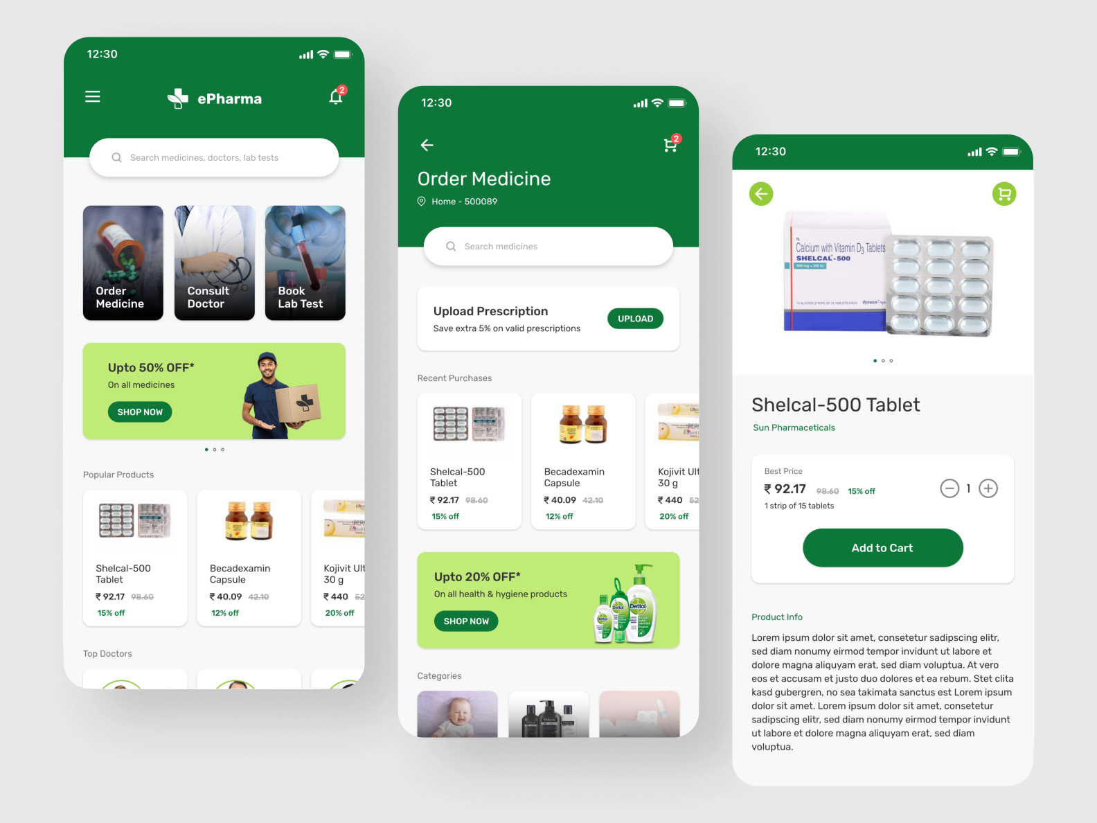 ePharma Mobile App by Javeed Hussain on Dribbble