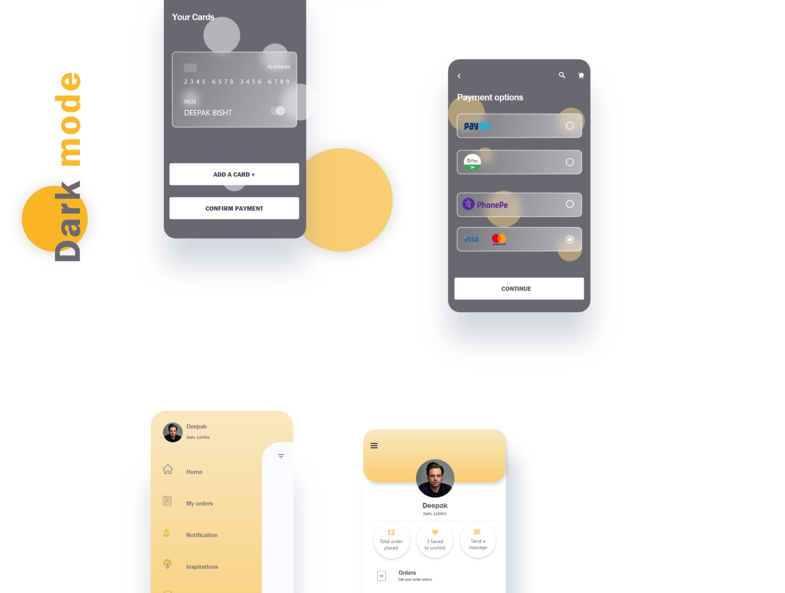 Instationery Dark mode & Profile Page by Deepak bisht on Dribbble