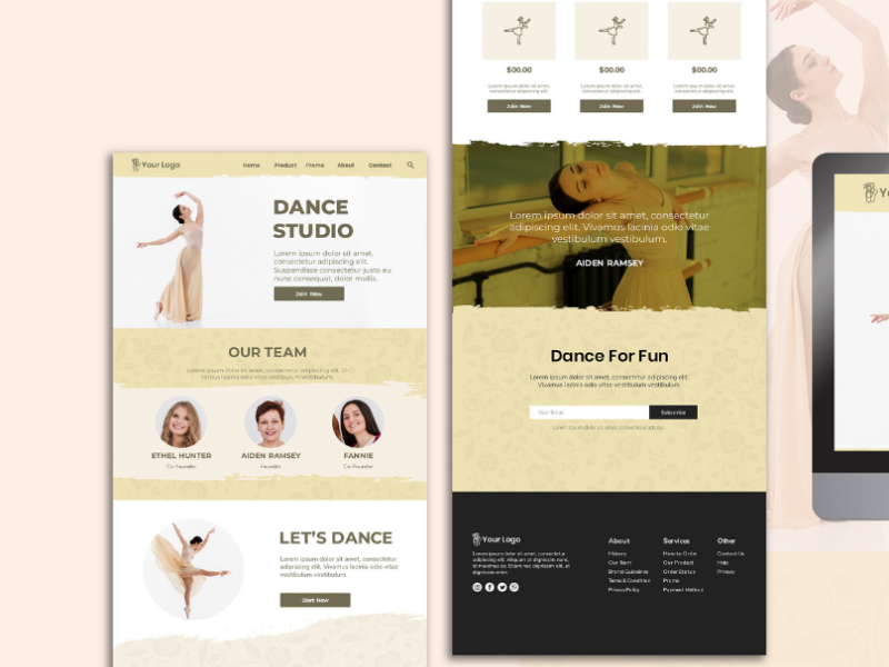 Dance Studio Website Design and Web Development - Free PSD by Outsource ...