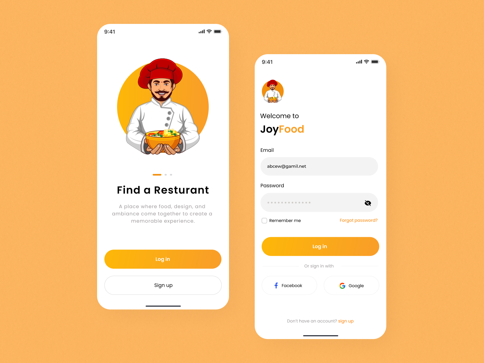 Login Screen | Restaurant App by Hiten Makwana on Dribbble