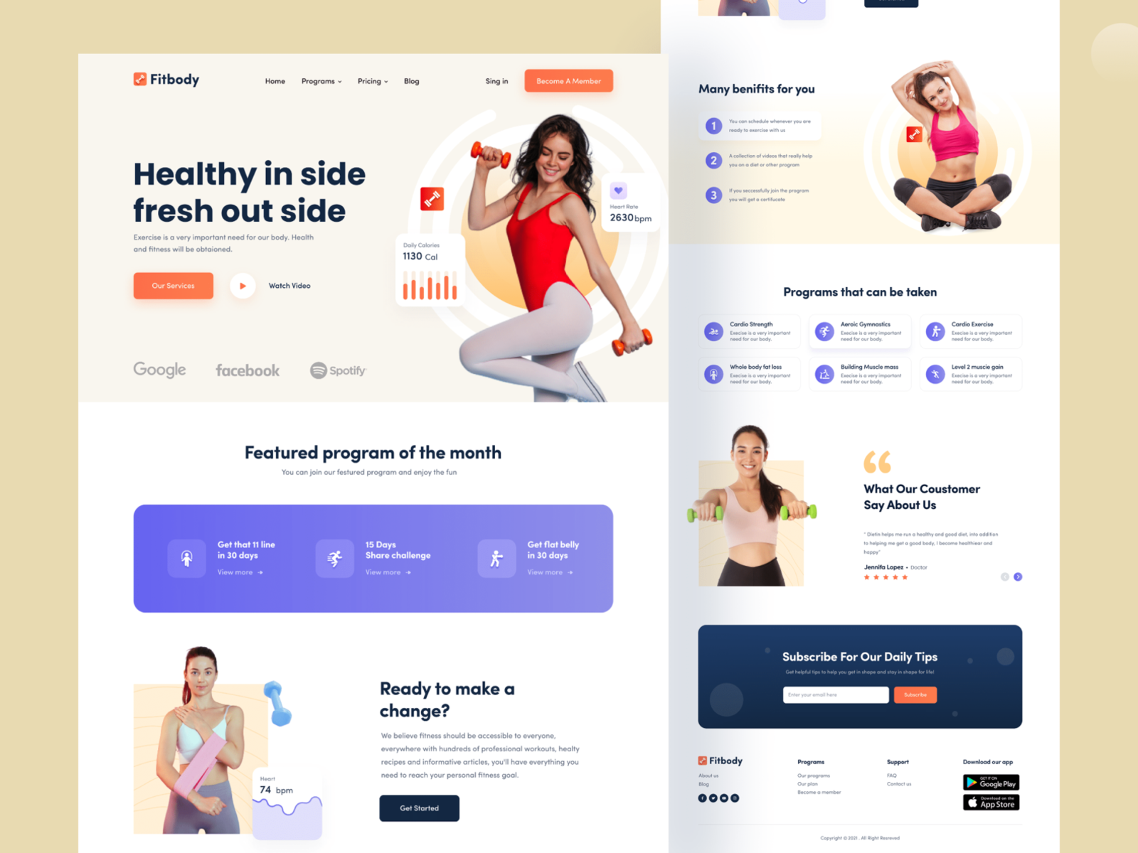 Fitness Web UI by Manisha on Dribbble