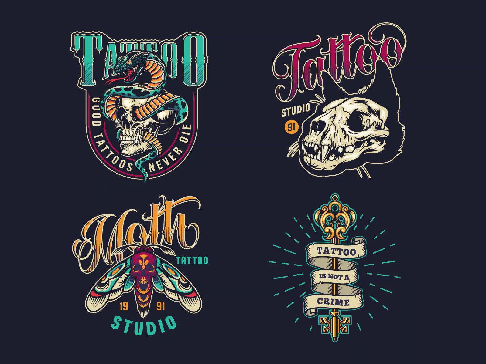 Retro Tattoo Designs by DGIM studio on Dribbble