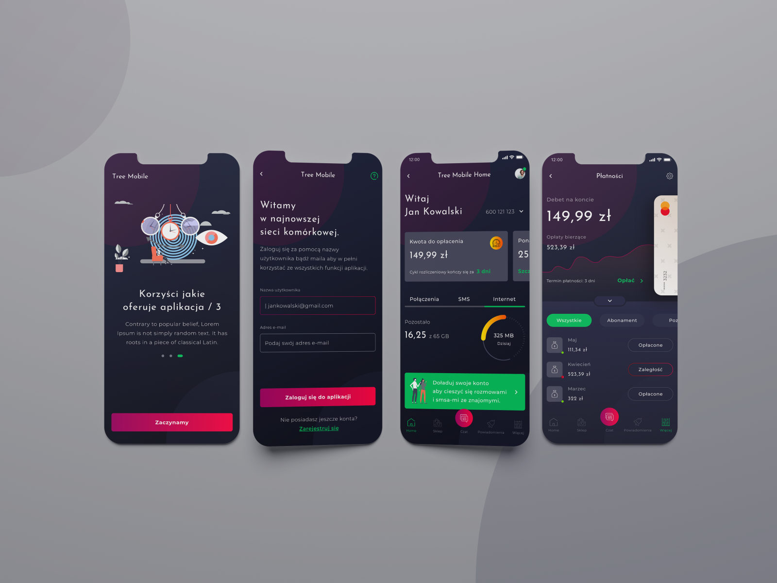 Telecom app by Maciej on Dribbble
