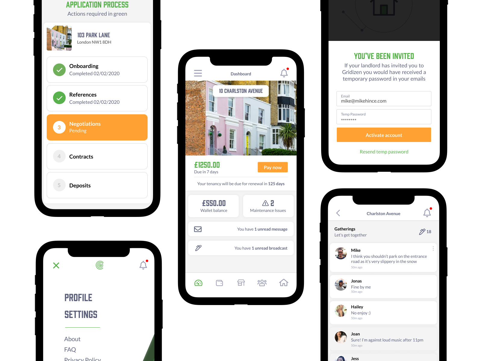 Gridizen Tenancy App by Mike Hince on Dribbble