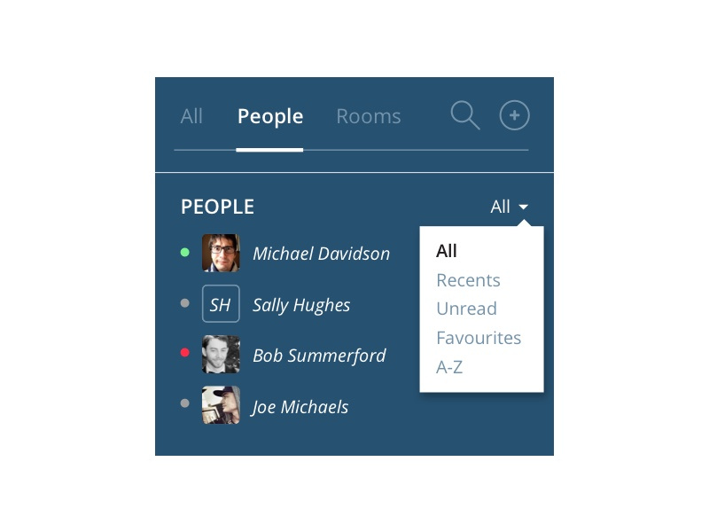 Chat UI Preview by Mike Hince for Bossanova on Dribbble