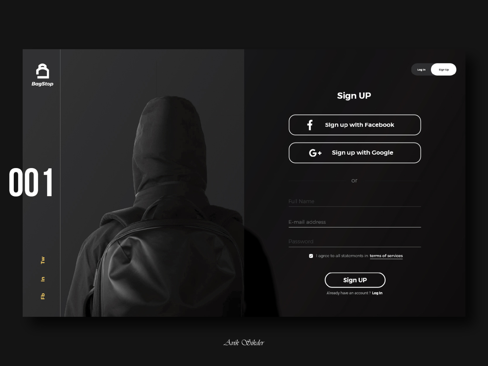 First UI sign Up page by AVIK SIKDER on Dribbble