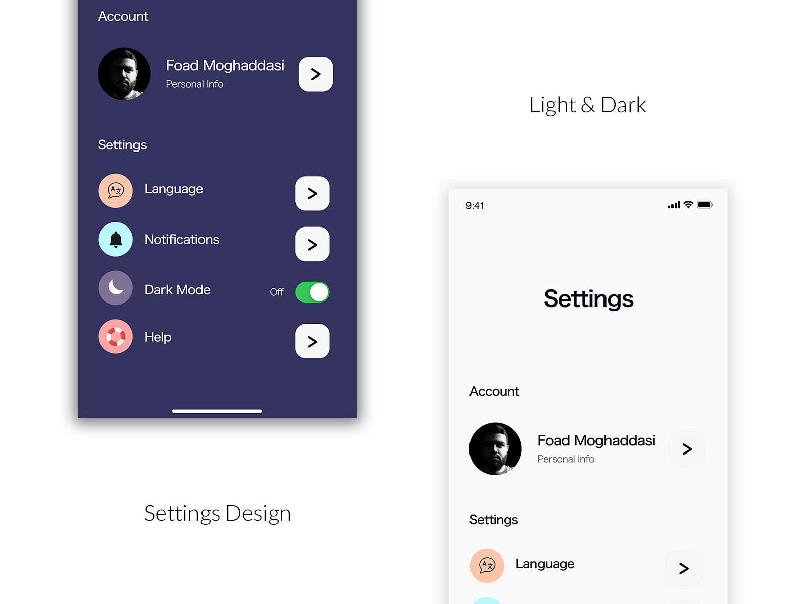 Settings App Design by Foad Moghaddasi on Dribbble