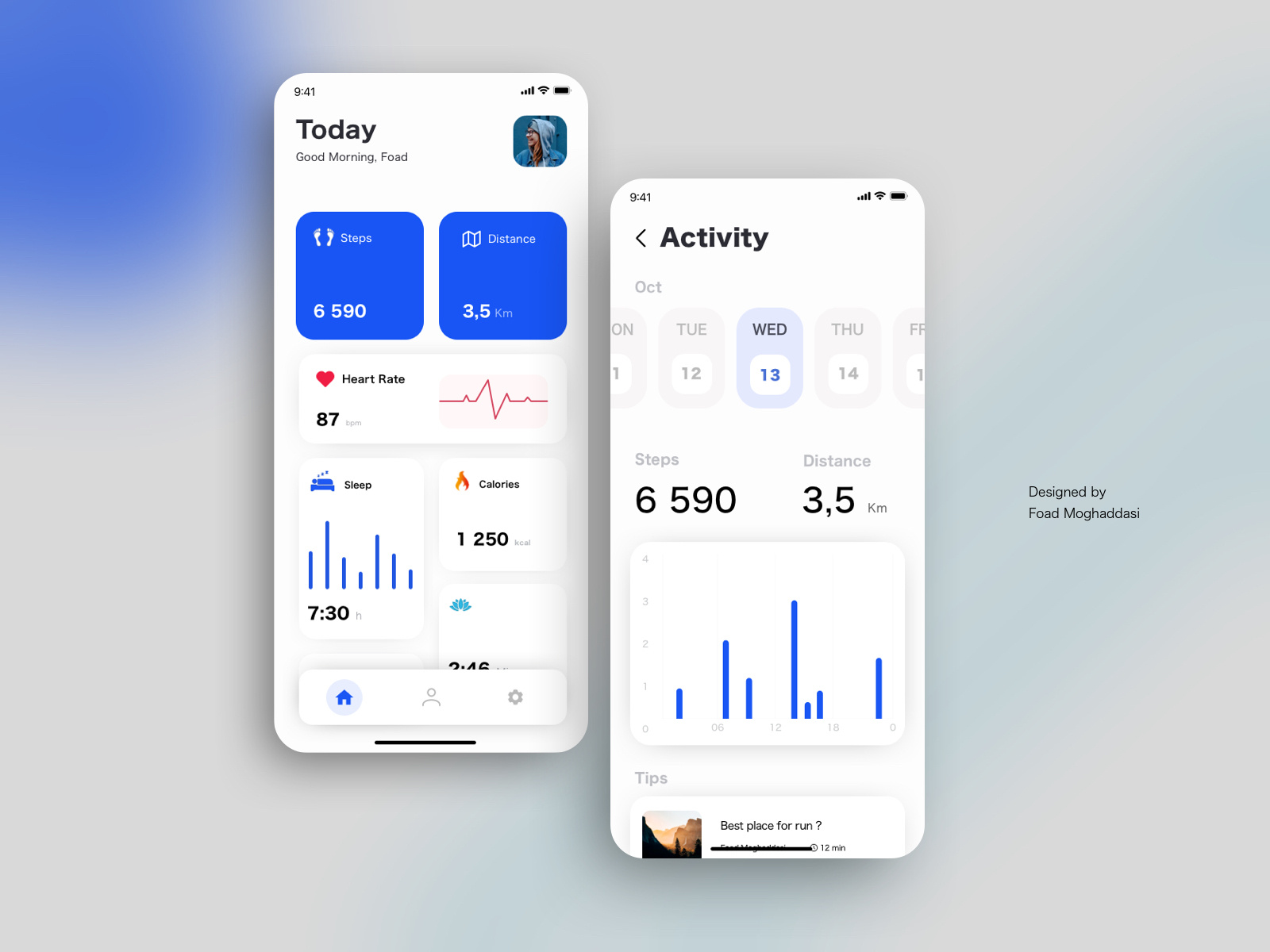 Health app design by Foad Moghaddasi on Dribbble