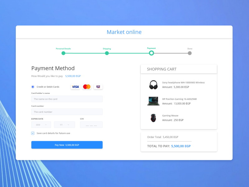 Daily UI - Credit Card Checkout by Ahmed Gamal on Dribbble