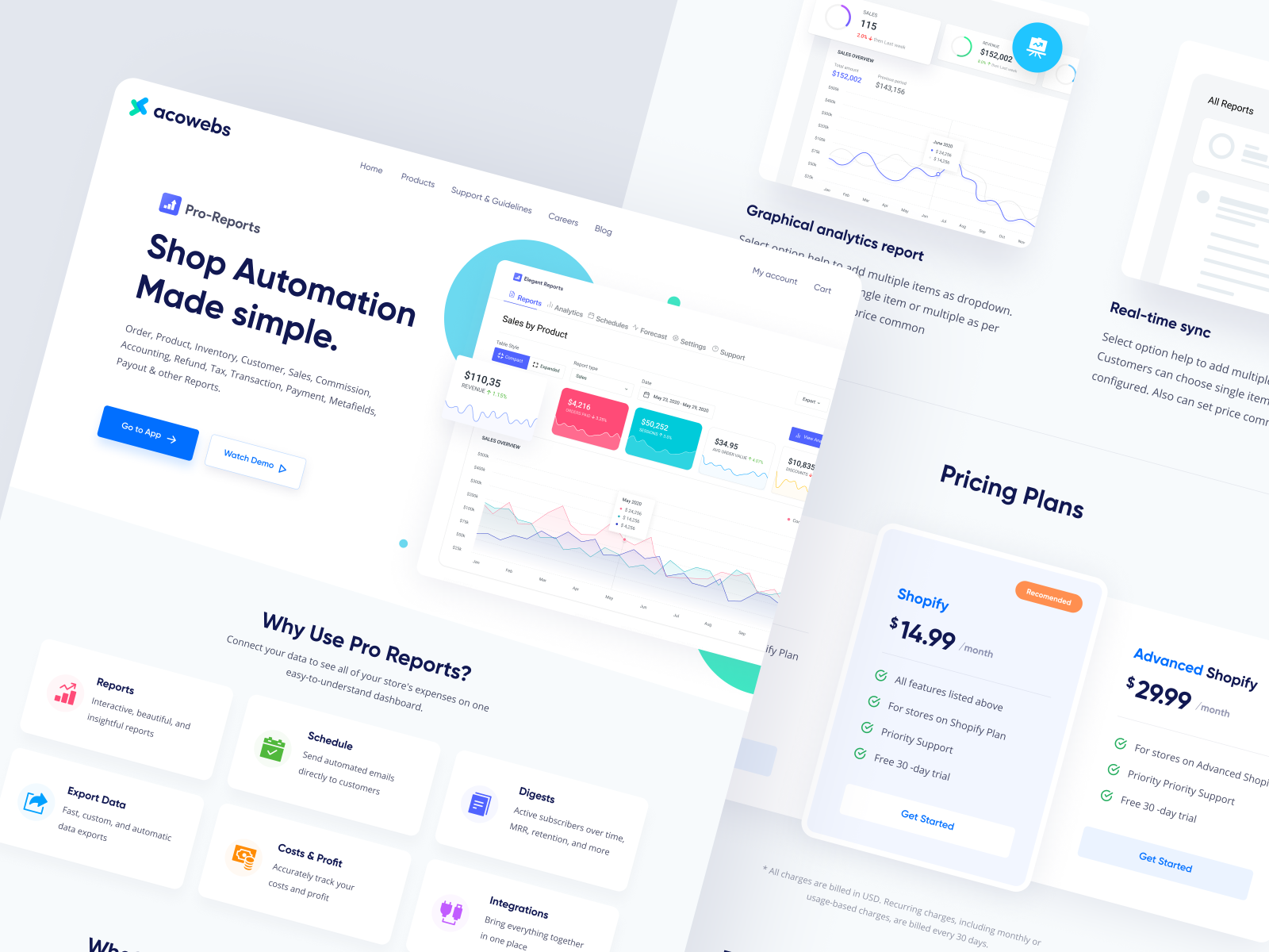 Shopify Reports app - Landing page by Vishnu ccj on Dribbble