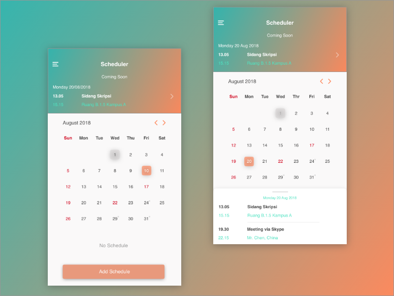 Scheduler App by abdul basit on Dribbble