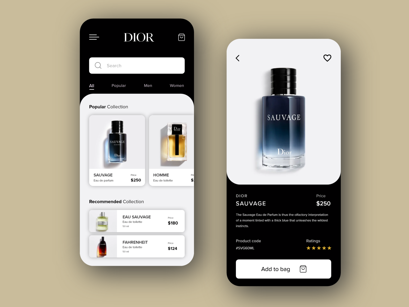 Perfume App Design by Mohammad Huzaifa Zakir on Dribbble