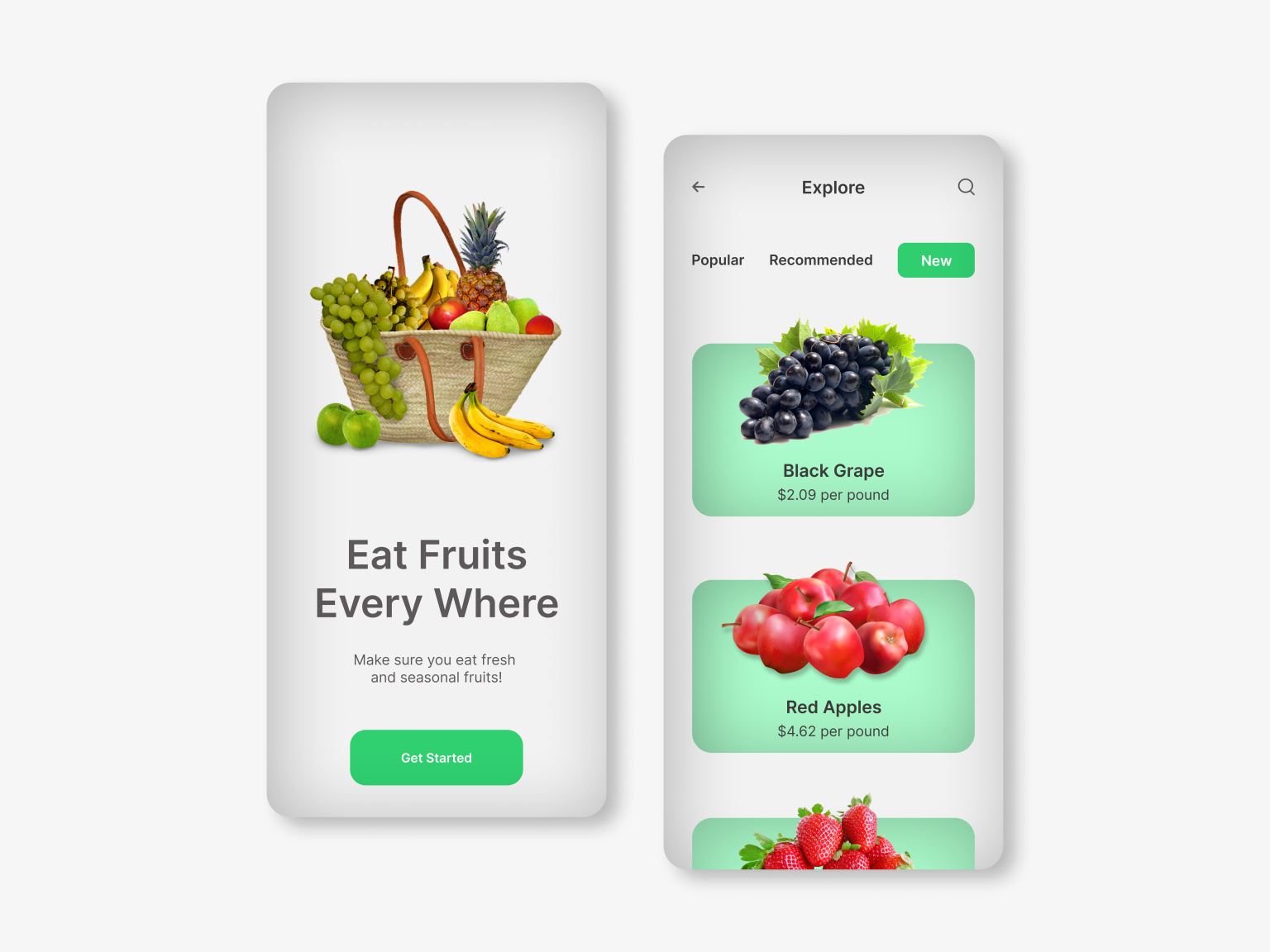 Fruits Shop App UI by Mahmudul Hasan Nehal on Dribbble