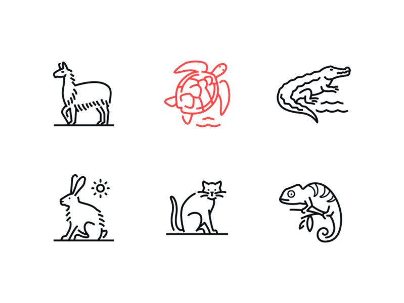 Animals - line icons by Boyko on Dribbble