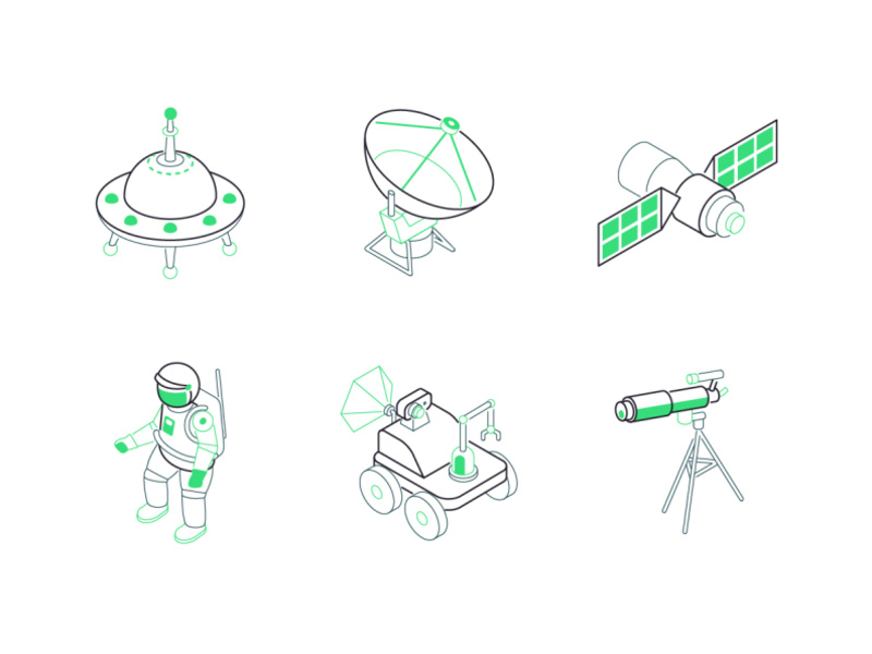 Space isometric icons by Boyko on Dribbble